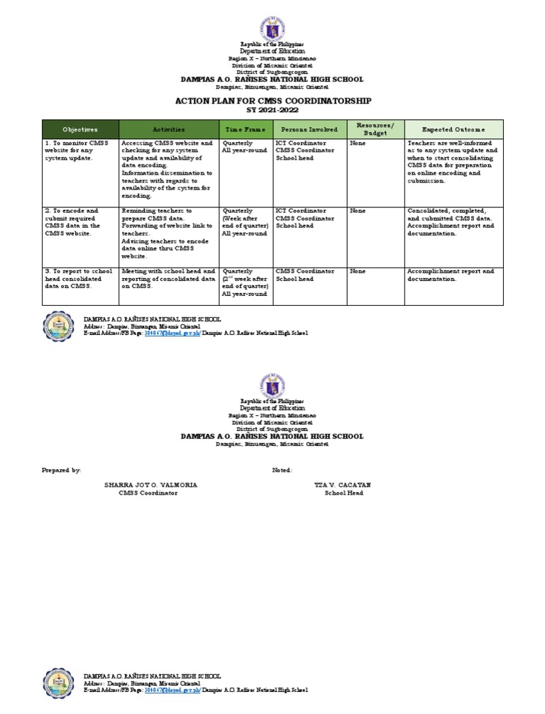 Action Plan - CMSS Coordinatorship | PDF | Computing | Information Technology