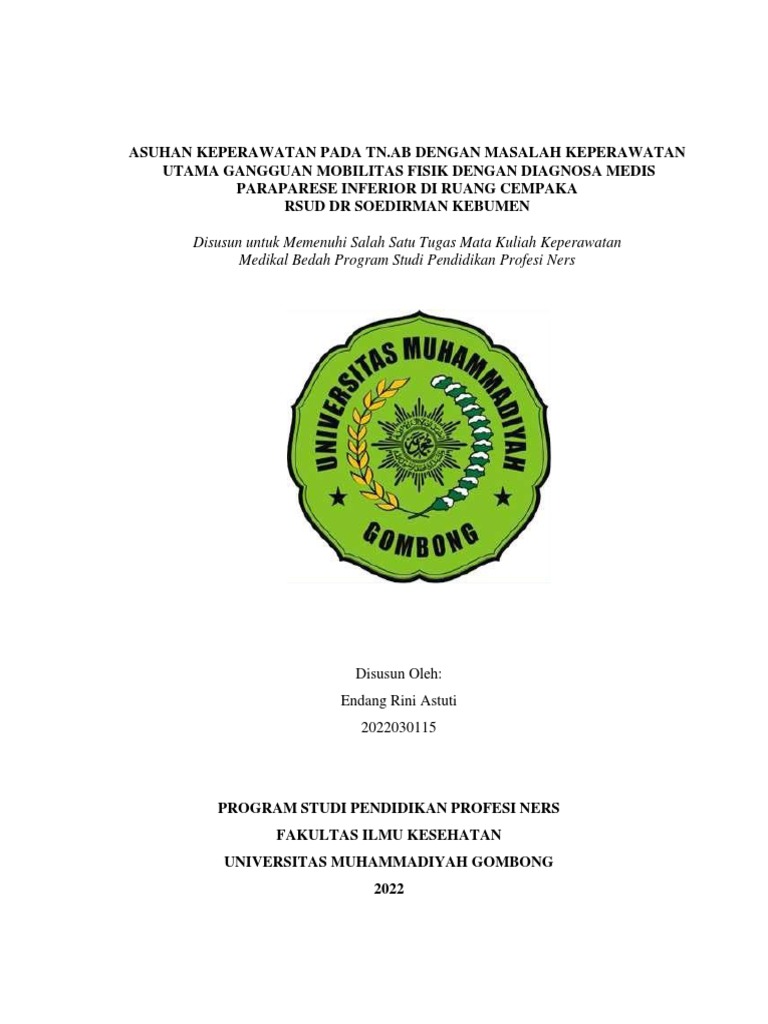 Asuhan Keperawatan Paraparese Fisik | PDF