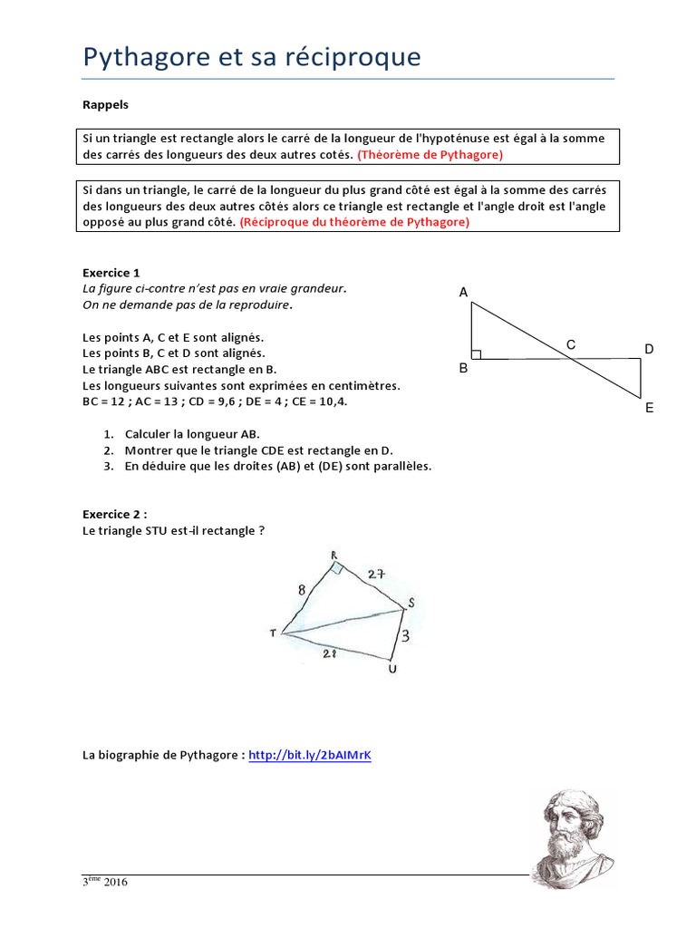 3 Révisions Pythagore Et Réciproque | PDF