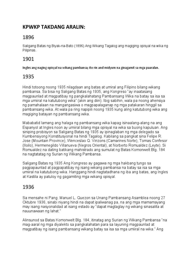 Timeline NG Wika | PDF Timeline NG Wika | PDF