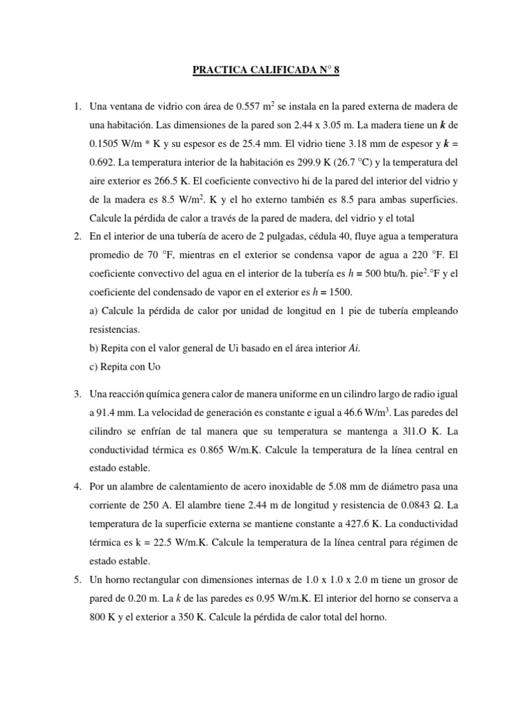 Practica Calificada #8-B | PDF | Convección | Temperatura
