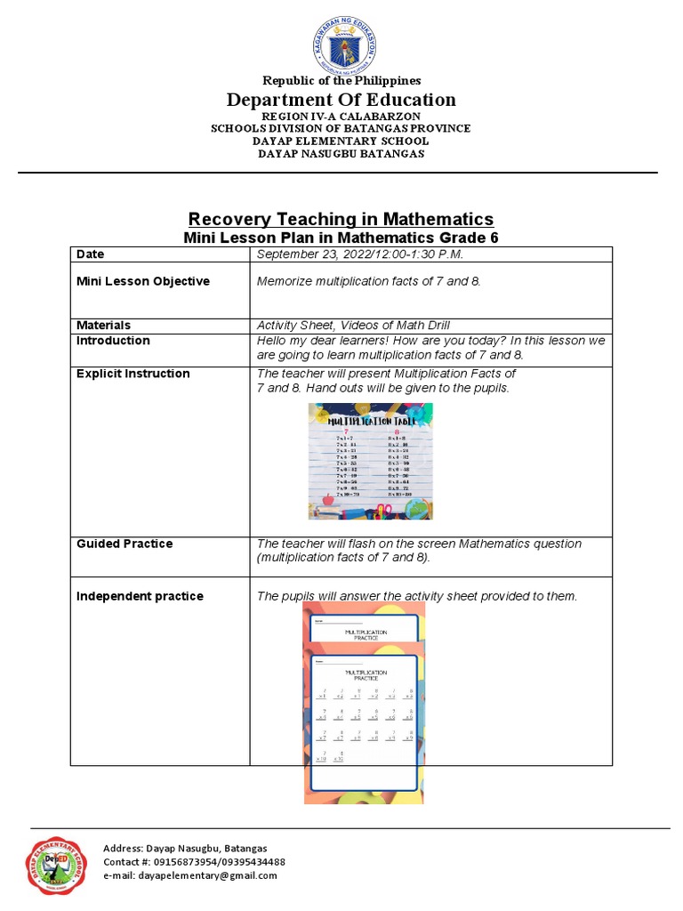 Mini Lesson Plan 9-23-2022 | PDF