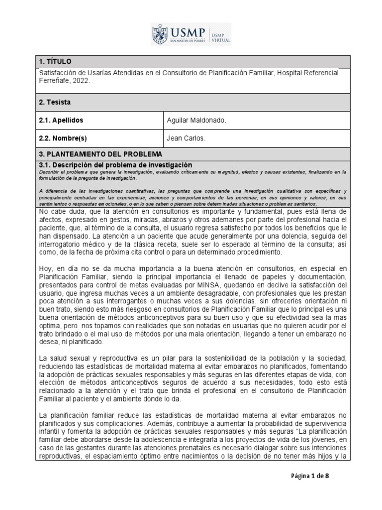 Tarea N°04 - Proyecto de Investigación-Aguilar Maldonado Jean Carlos. | PDF | Muestreo ...