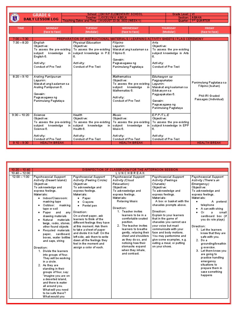 Grade 6 DLL | PDF | Learning