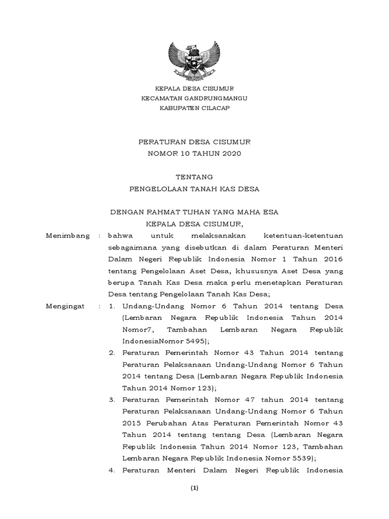 10 PERDES TANAH-KAS-DESA Final | PDF
