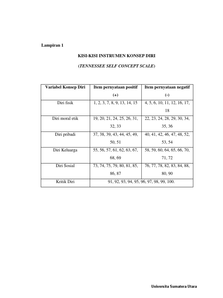Kuesioner Konsep Diri & Depresi | PDF