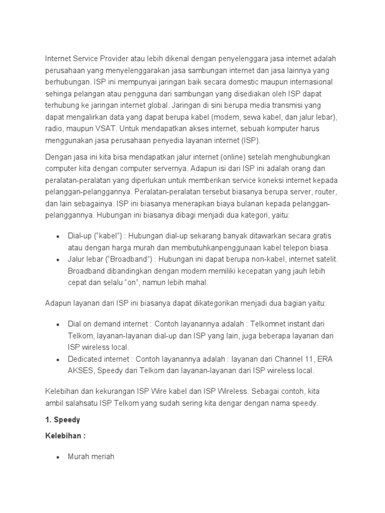 Speedy Kelebihan | PDF