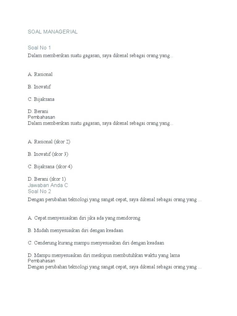 Latihan Soal Try Out PPPK | PDF | Bisnis | Pengembangan Diri