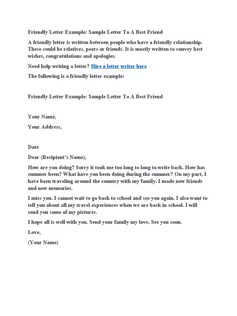 Friendly Letter Example | PDF