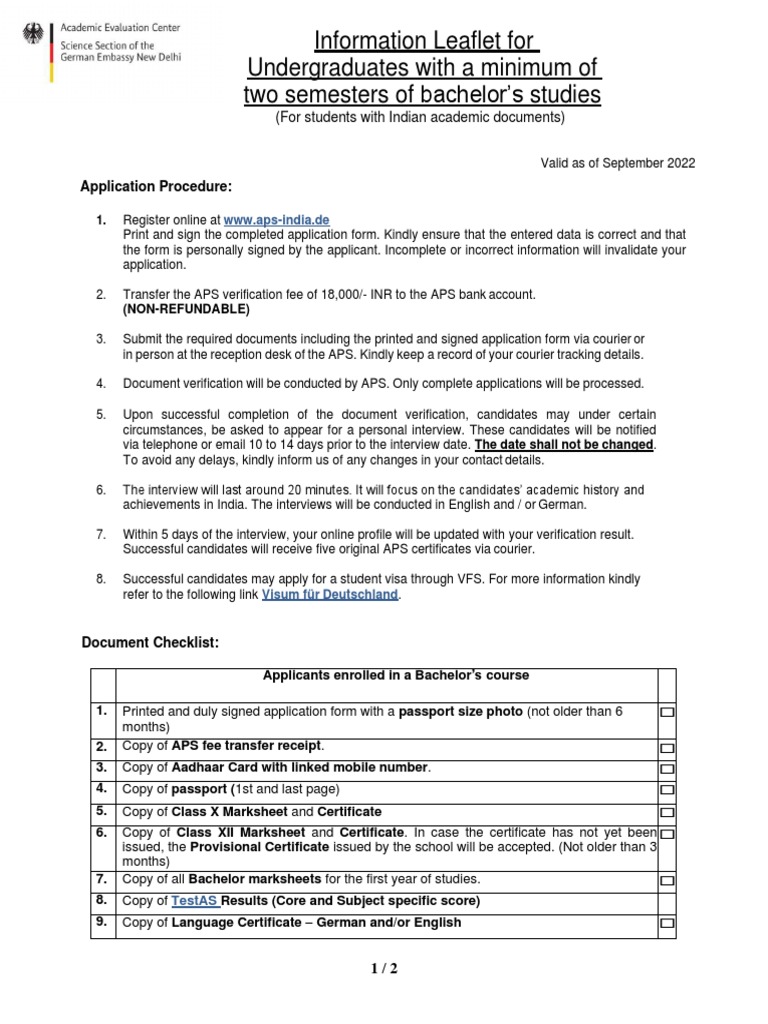 APS Application Guide for Indian Undergraduates | PDF | Bachelor's ...