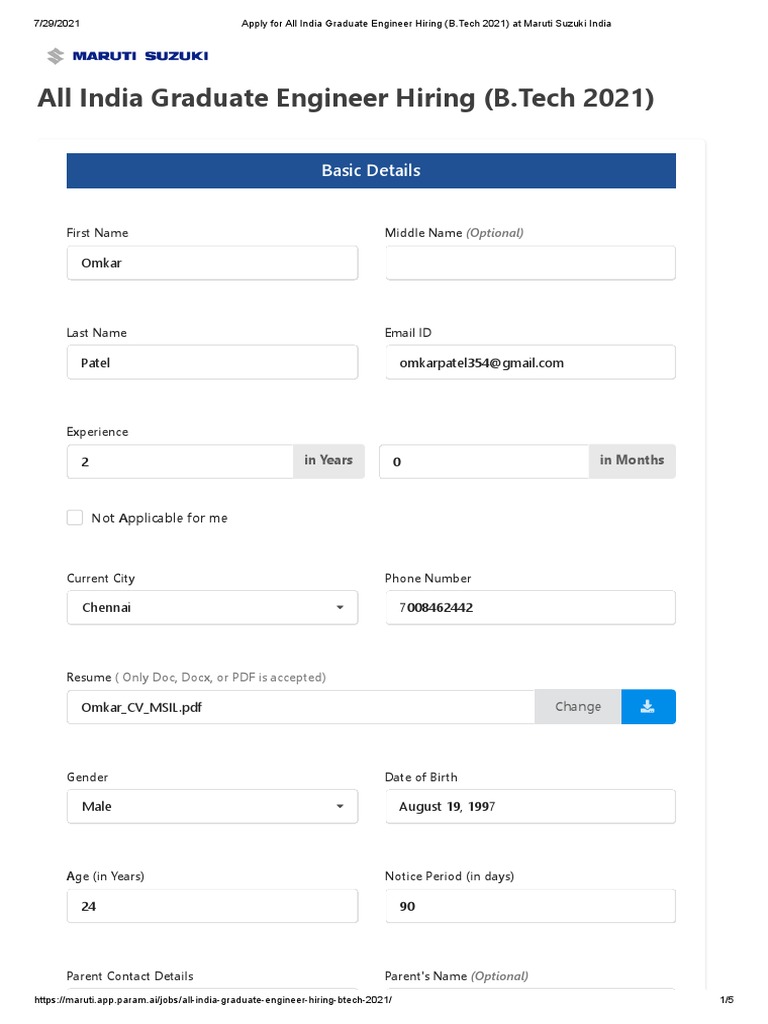 Apply For All India Graduate Engineer Hiring (B.Tech 2021) at Maruti ... Apply For All India Graduate Engineer Hiring (B.Tech 2021) at Maruti ...
