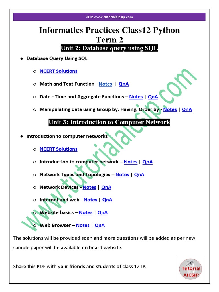 Complete Contents of IP Class 12 Term 2 | PDF