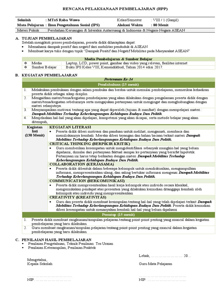 1.14 RPP I IPS Kelas 8 | PDF