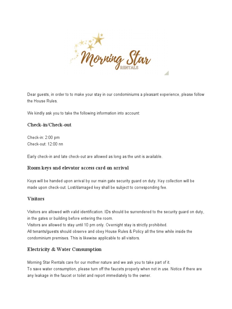 House Rules Condo | PDF