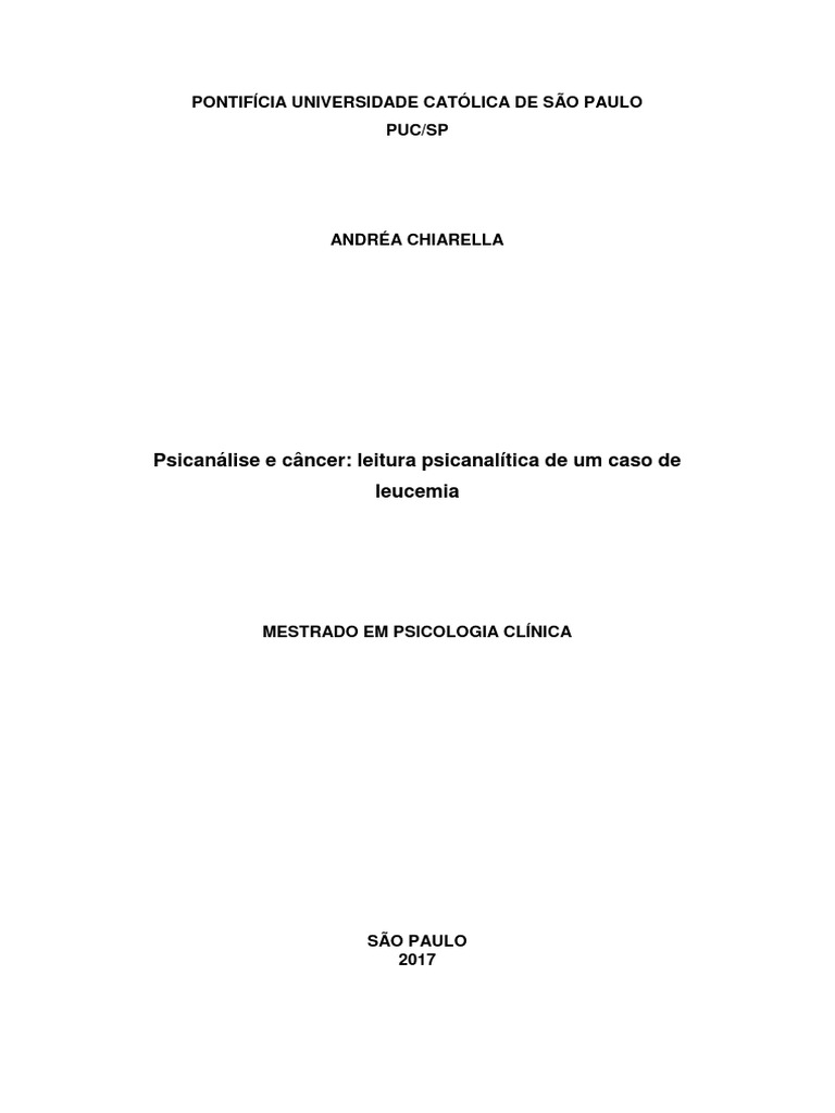 Psicanálise e Câncer | PDF | Psicanálise | Sigmund Freud