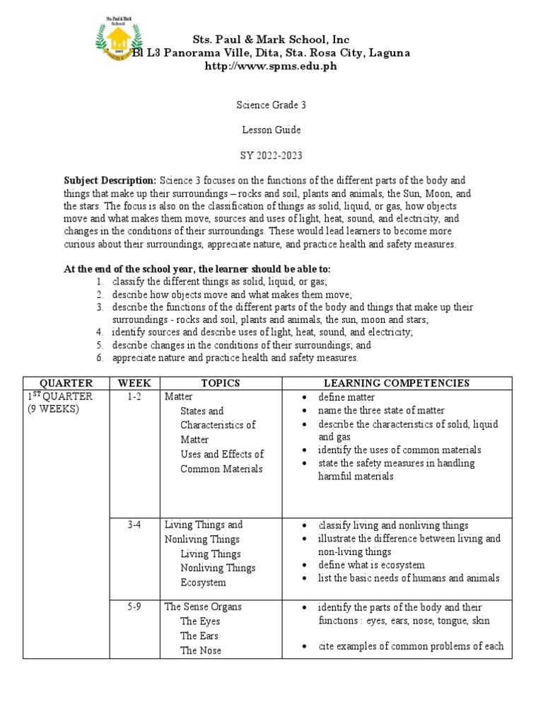 Grade 3 Science Curriculum Guide | PDF | Reproduction | Habitat