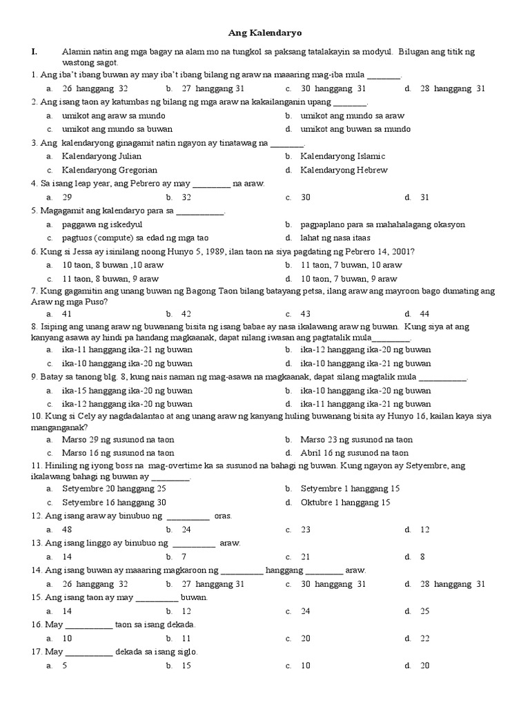 Ang Kalendaryo | PDF