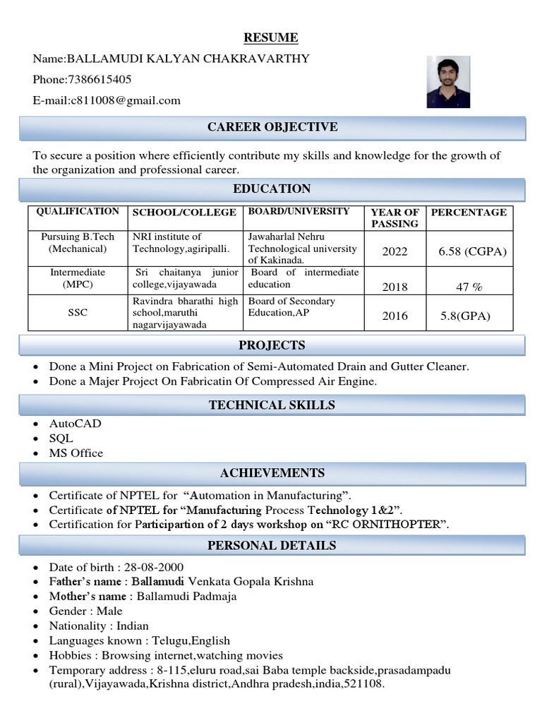 Kalyan Resume Word | PDF