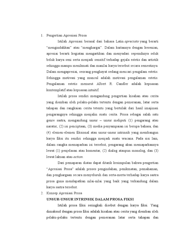 Apresiasi Prosa: Pengertian dan Unsur | PDF | Filsafat
