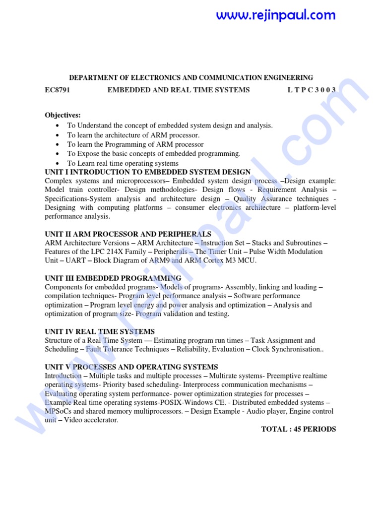 EC8791-Embedded and Real Time Systems UNITS NOTES | PDF | Embedded ...