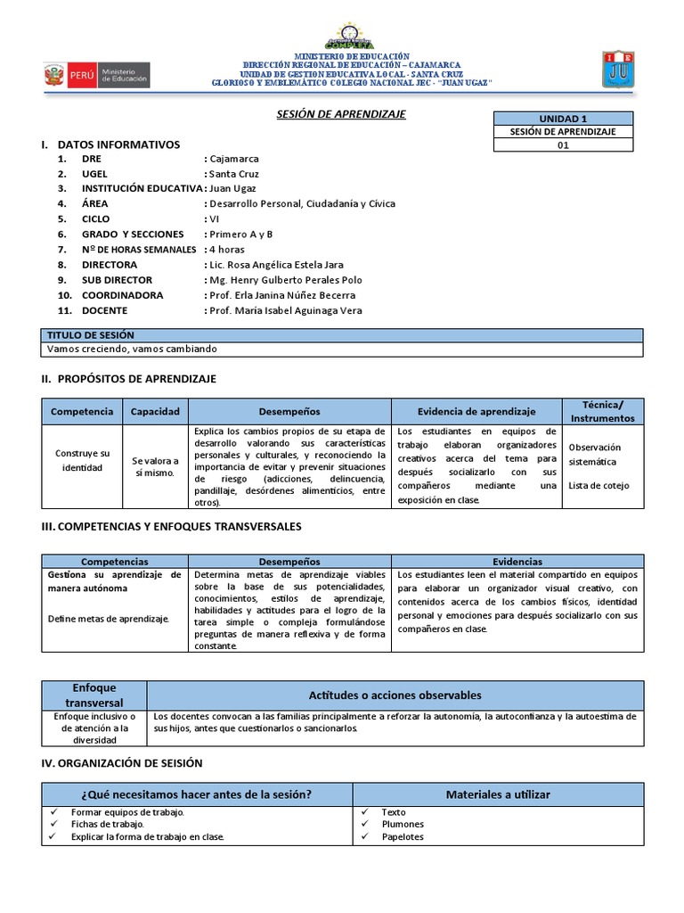 Sesión1 de Aprendizaje DPCC | PDF | Aprendizaje | Evaluación
