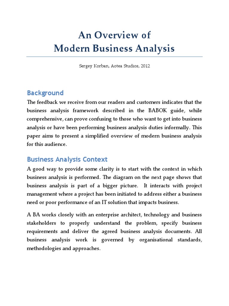 Simplified Modern Business Analysis Guide | PDF | Business Analysis ...