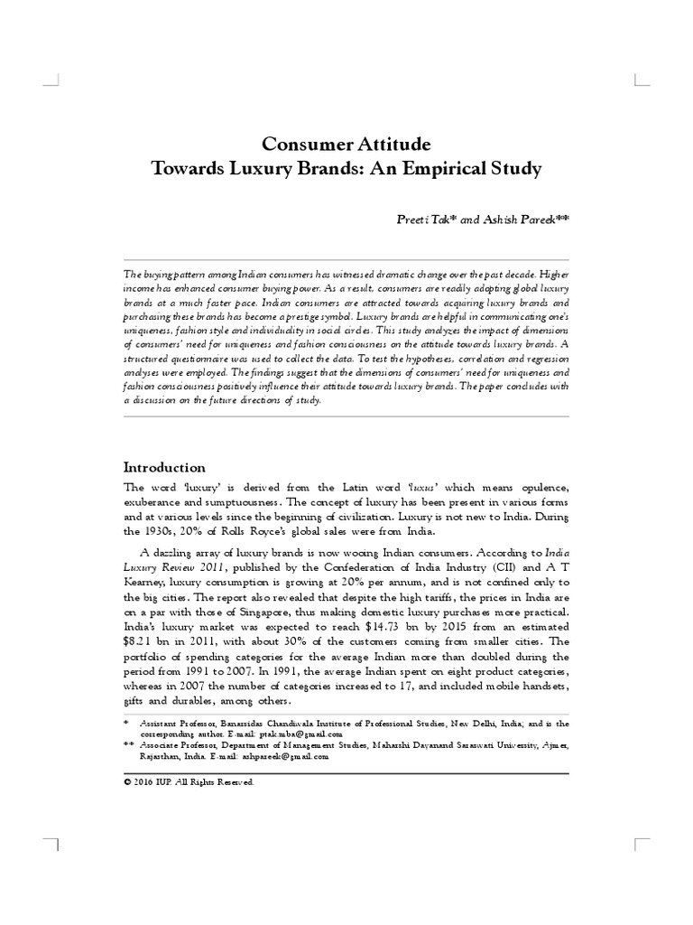 Luxury | PDF | Coefficient Of Determination | Brand