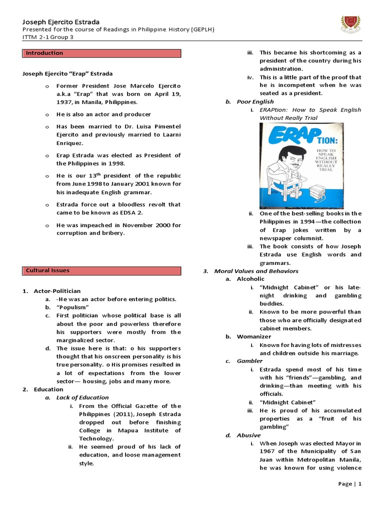 ITTM 2-1 Handouts For Estrada Administration | PDF | Economies