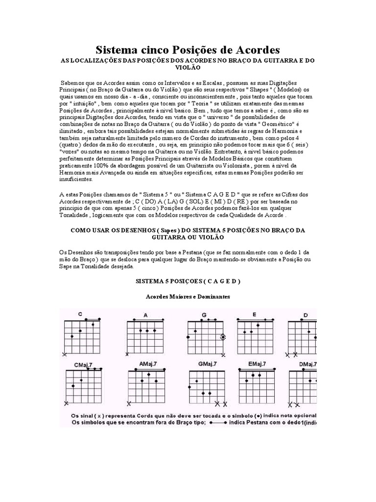 Sistema 5 de Acordes no Violão | PDF | Acorde (música) | Guitarras
