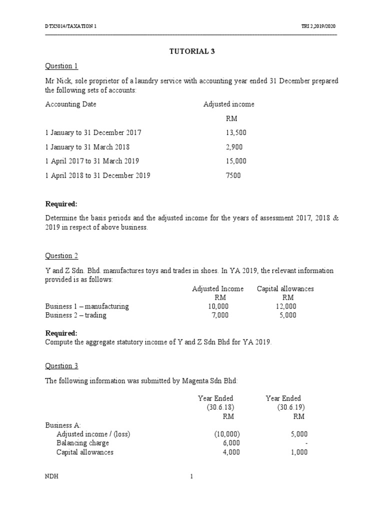 Tutorial 3 Q | Download Free PDF | Taxes | Expense