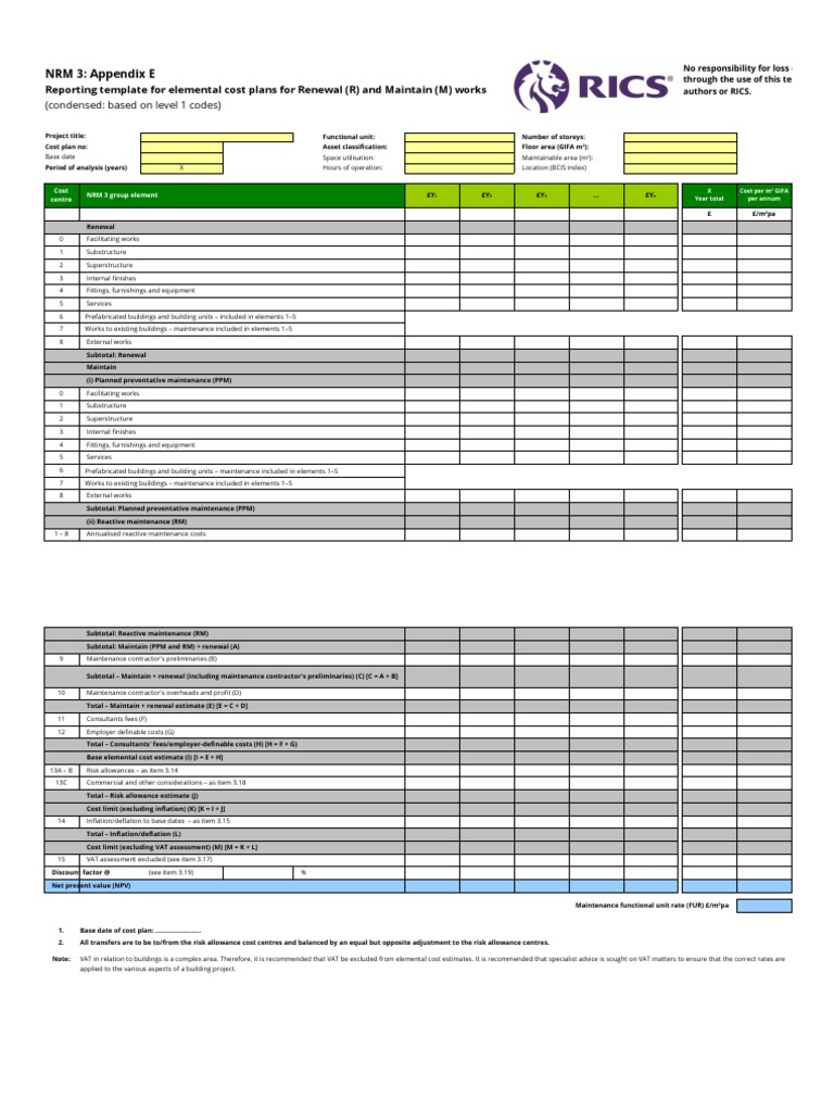 NRM 3 Elemental Cost Planning Guide | PDF | Net Present Value | Civil ...