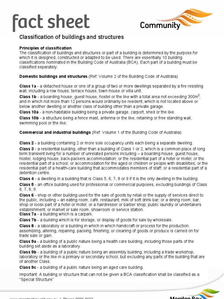 Classification Buildings Structures Fact Sheet | PDF | Dwelling | Hotel ...