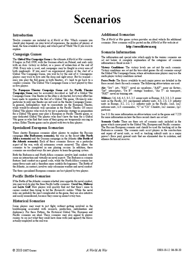 A World at War Scenarios | PDF | Pacific War | British Empire