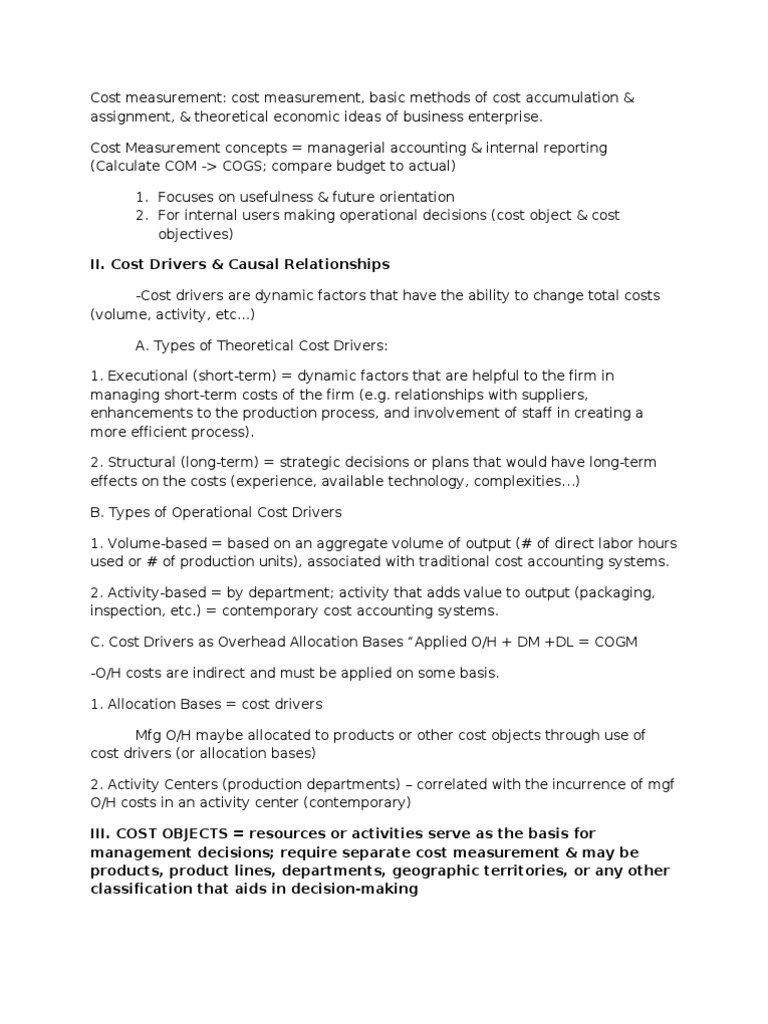 Operations Management-Cost Measurement Methods & Techniques | PDF ...