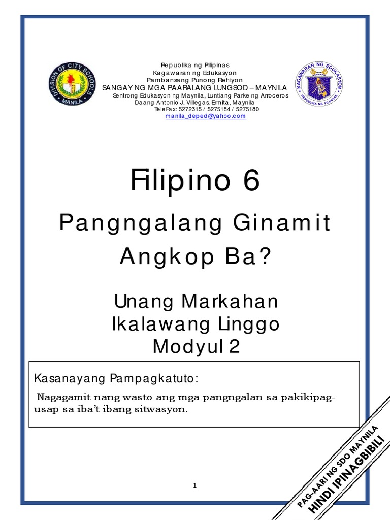 FILIPINO-6 Q1 Mod2 | PDF