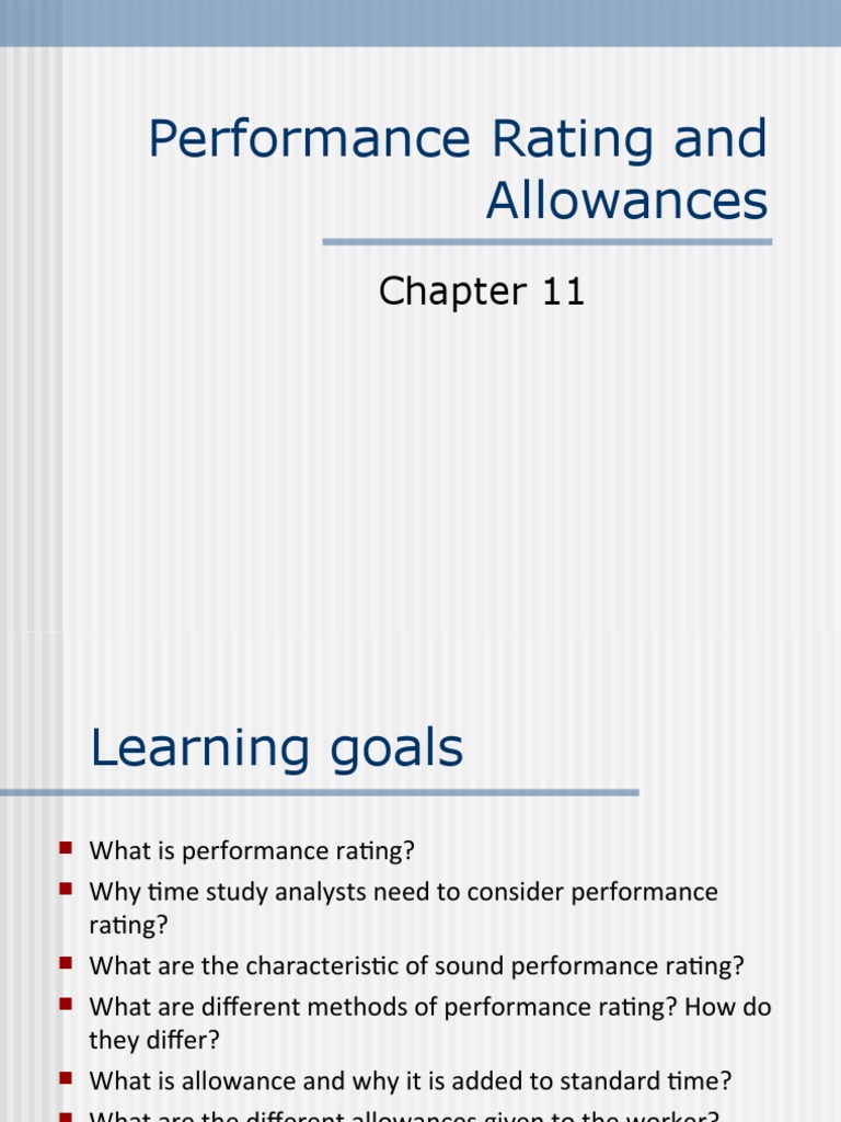 Performance Rating Allowance (Chap 11) | PDF | Time | Science