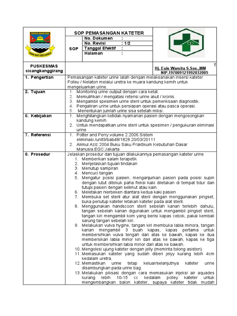 Sop Pemasangan Kateter | PDF