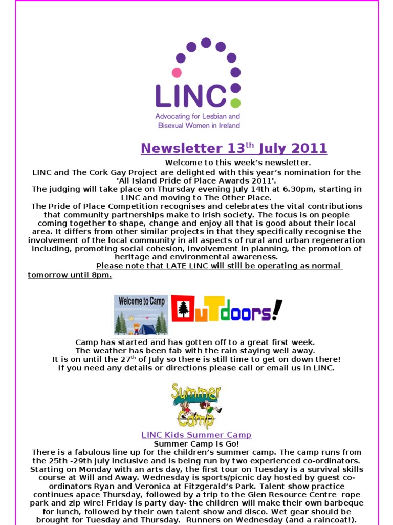Newsletter 13th July 2011 | PDF | Lgbt | LGBTQIA+ Studies