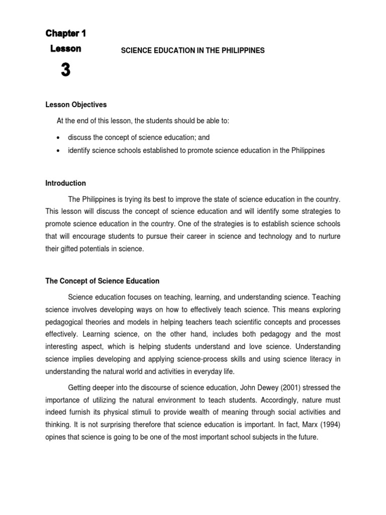 Lesson 4 - STS SCIENCE EDUCATION IN THE PHILIPPINES | PDF | Science Education | Science