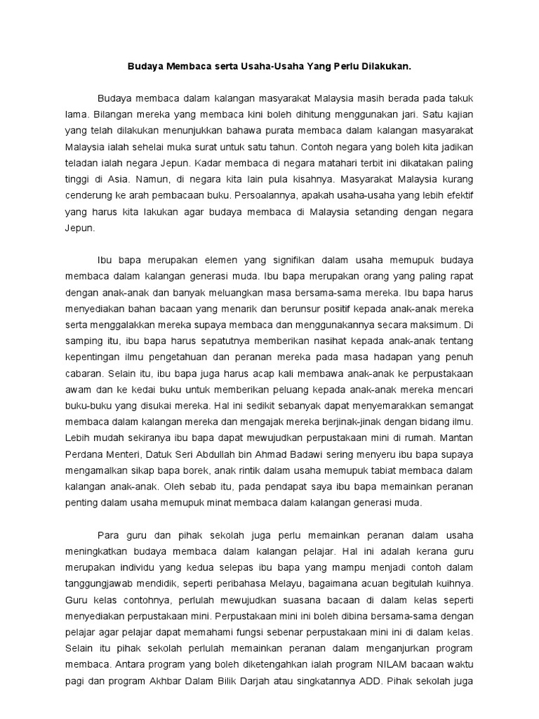 Usaha Memupuk Amalan Membaca Krgn Lengkap Pdf