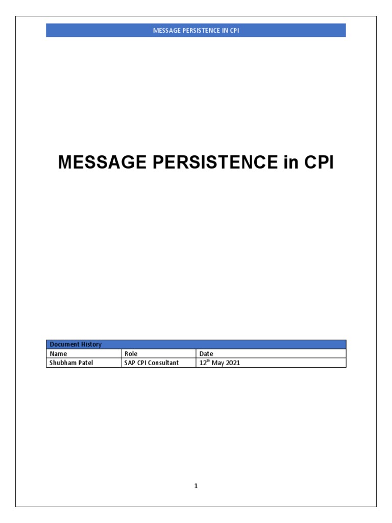 SAP CPI: Message Persistence | PDF
