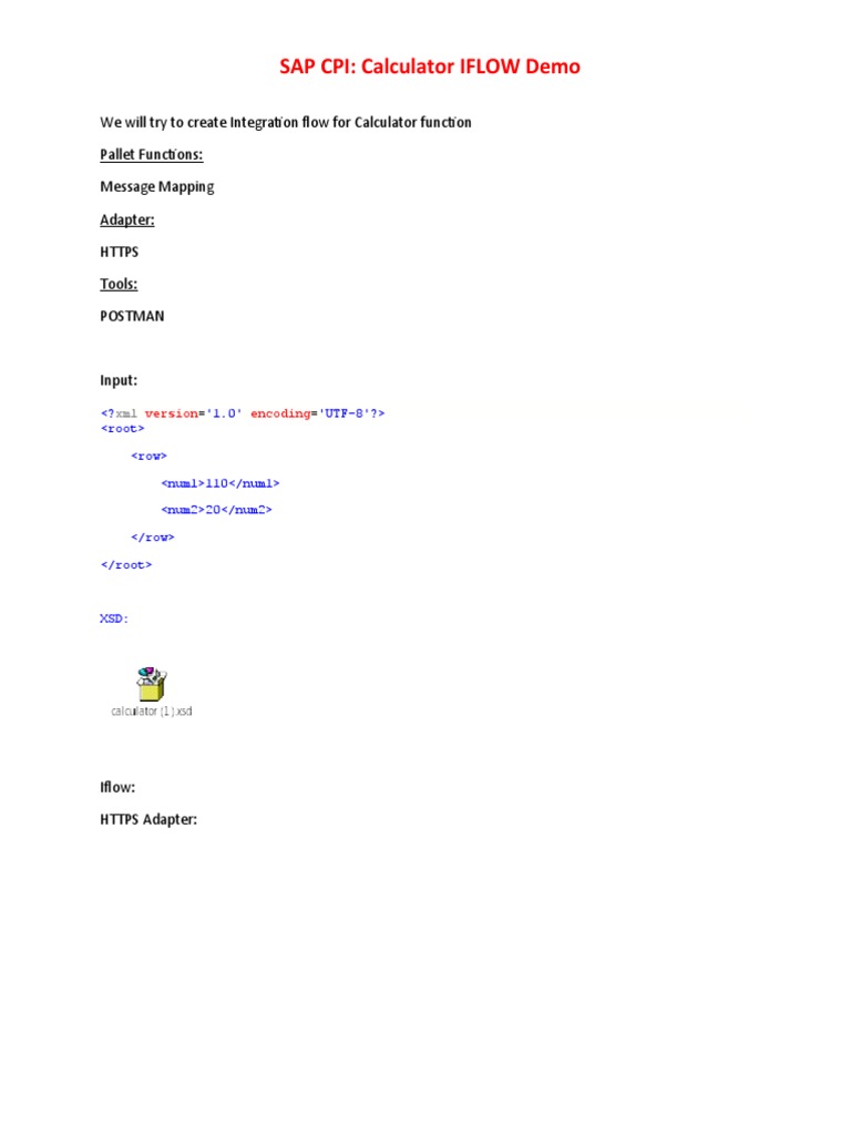 SAP CPI - Calculator Demo Iflow | PDF