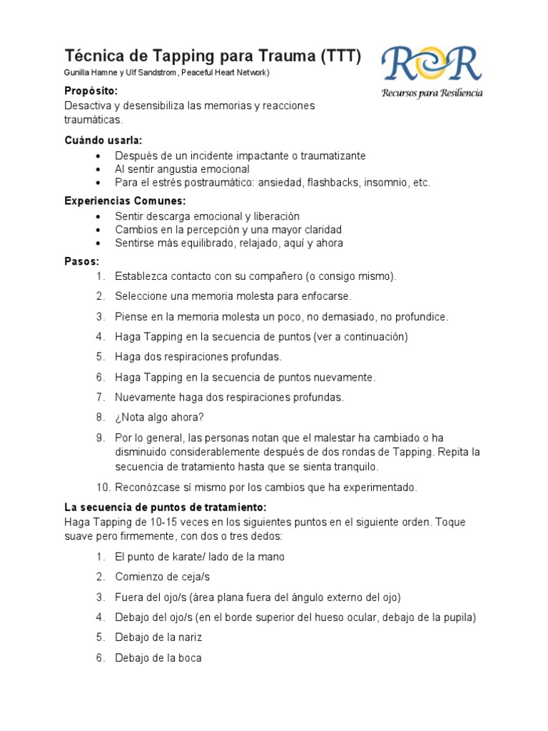 23 Spanish Trauma Tapping Technique | PDF | Trauma psicólogico | Sicología