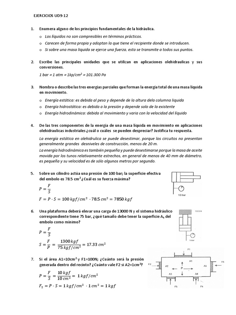 Ejercicios Tema 9-12 Resueltos | PDF | Bomba | Presión