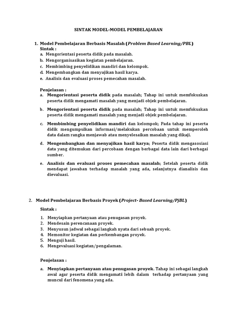 Sintak Model PBL Dan PJBL | PDF