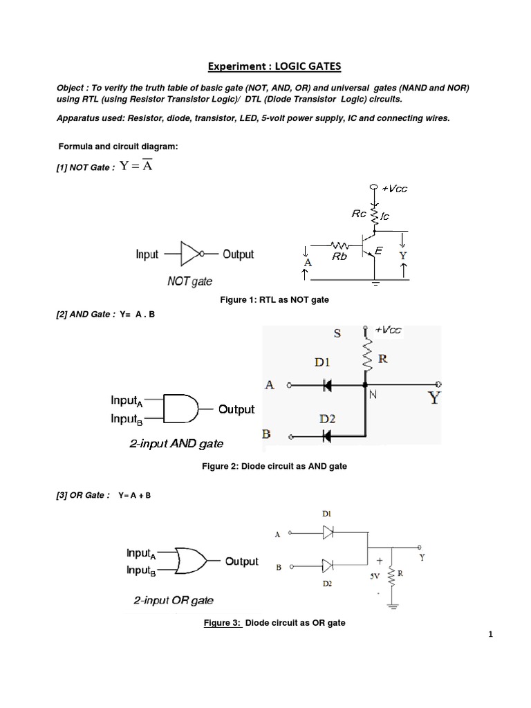 Logic Gates 1 RTL-DTL New | PDF | Logic Gate | Digital Electronics