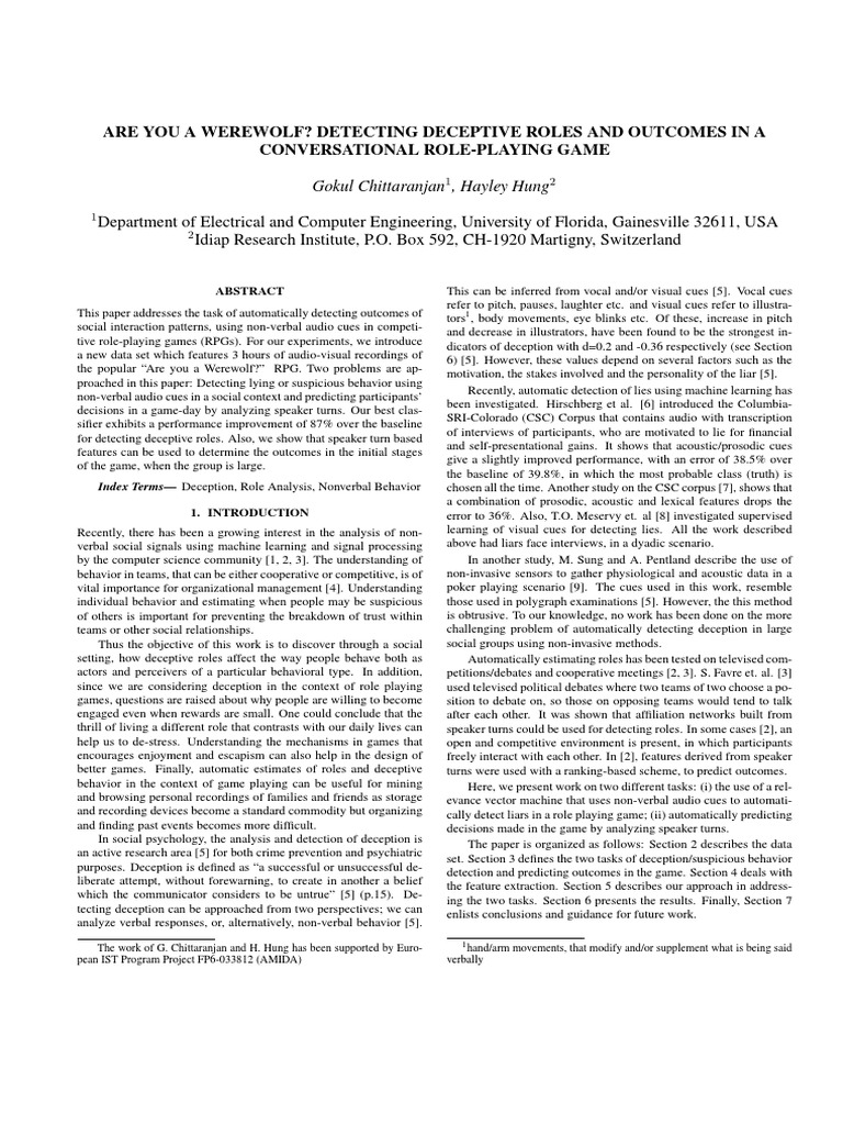 Werewolf Roleplaying Game Analysis | PDF