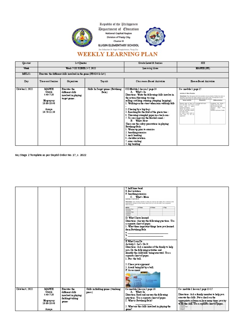 WLP Q1 Week7 Mapeh Pe | PDF
