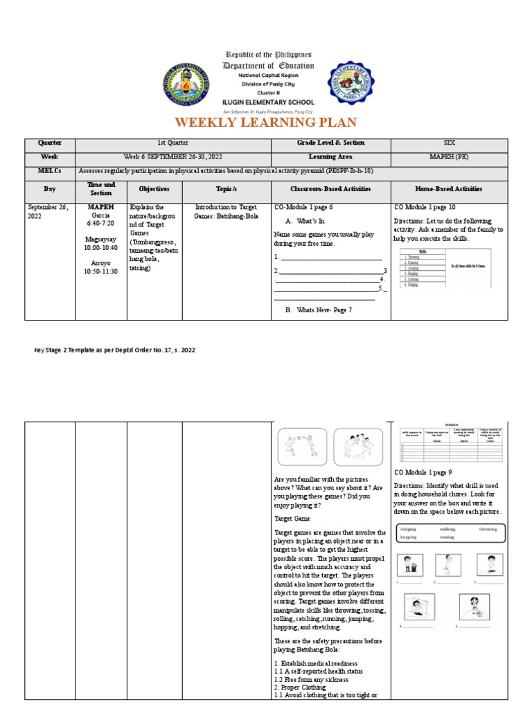 WLP Q1 Week6 Mapeh Pe | PDF