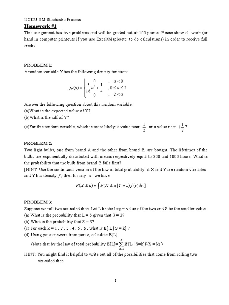 Homework #1: Problem 1 | PDF | Probability Distribution | Statistical Models